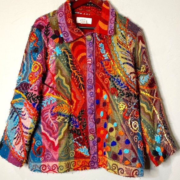 Anu | Jackets & Coats | Wonderful Anu L 0 Wool Colorful Embroidered ...